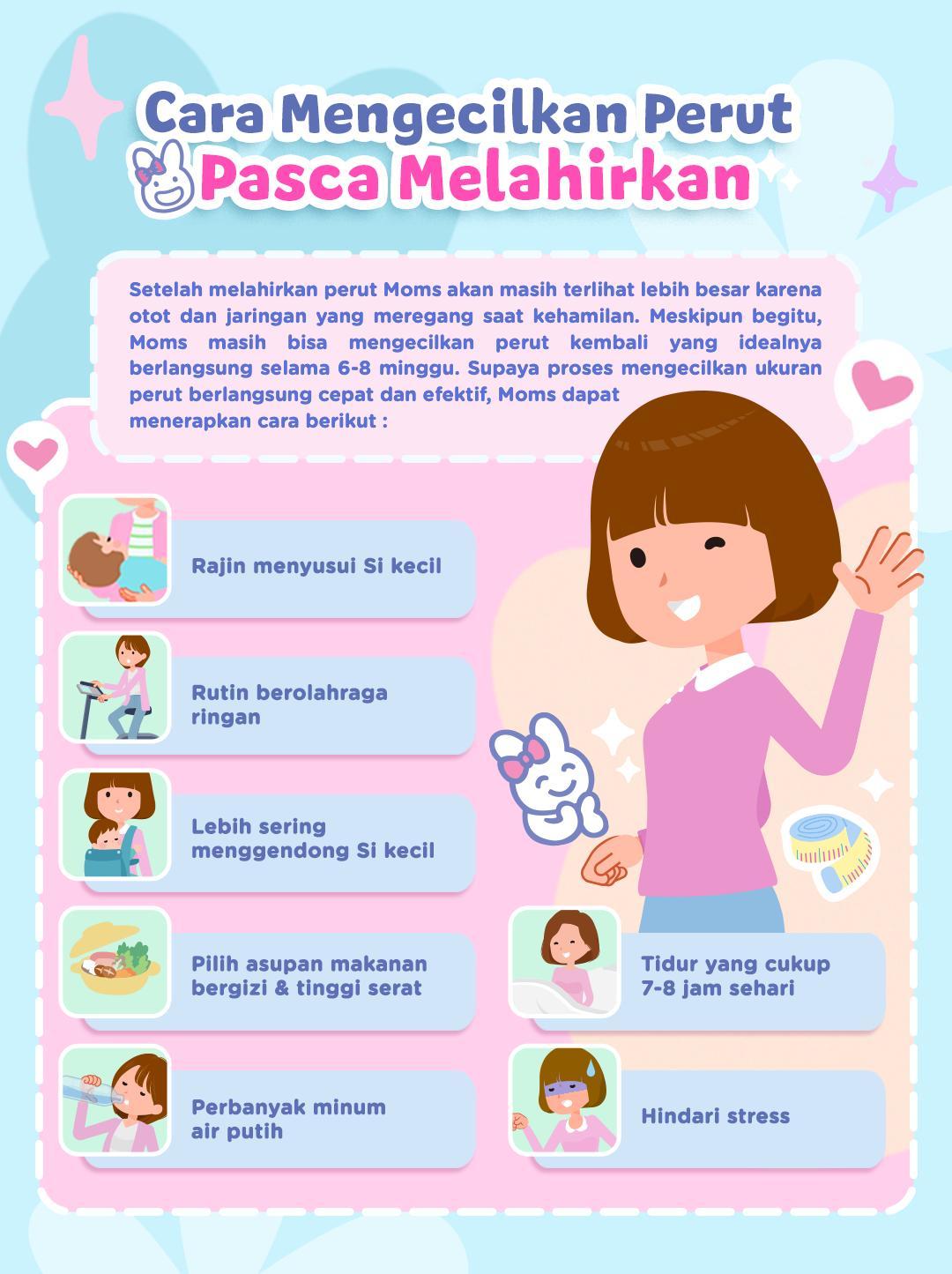 7 Cara Mengecilkan Perut Pasca Melahirkan - Infografik